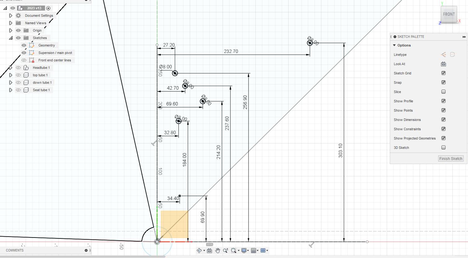Making a Sketch of a Full-Sus Frame in Fusion360 - CAD - Custom ...